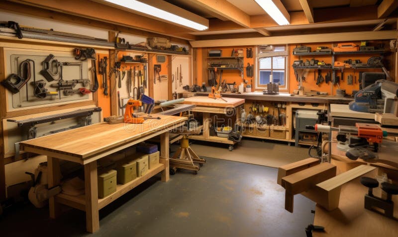 A Well-Organized Workbench with an Array of Tools Stock Illustration ...