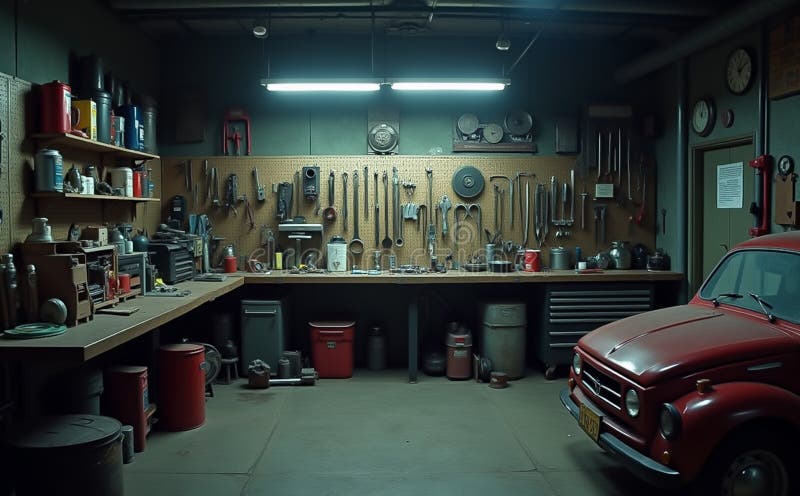 Well-Organized Workshop: Tools and Equipment in a Functional Garage ...