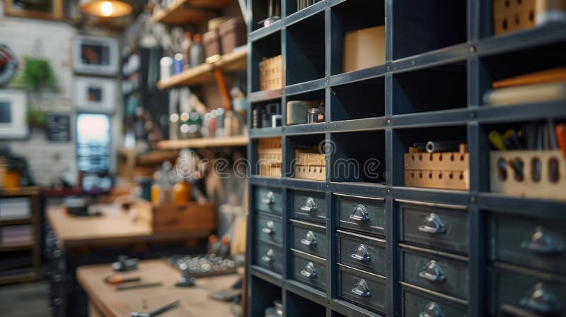 Well-organized Workshop with Tools and Storage Shelves. Stock Image ...