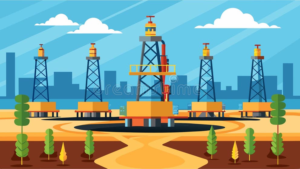 A Well Pad Equipped with Multiple Drilling Rigs Indicating a Largescale ...