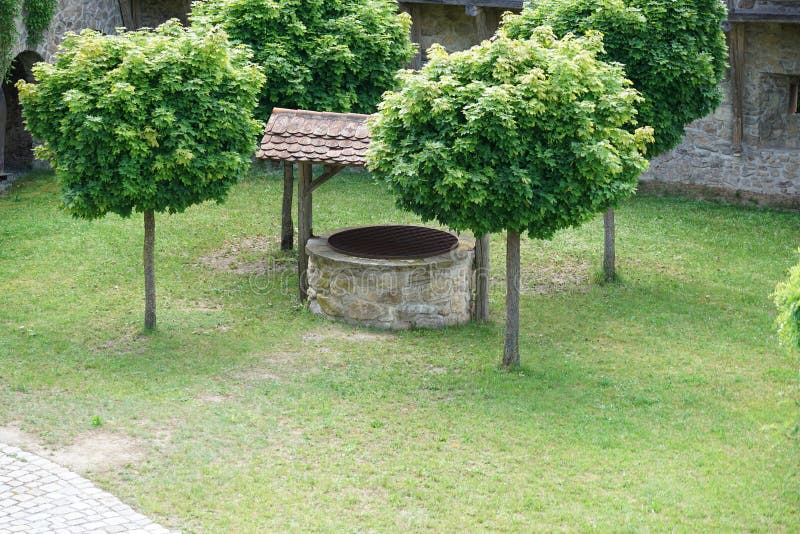 Well in a Park Surrounded by Trees Stock Photo - Image of outdoor, lawn ...