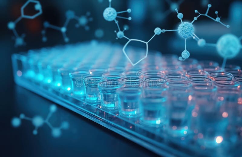 96 Well Plate Holding Samples for Biological Analysis. Microplate for ...