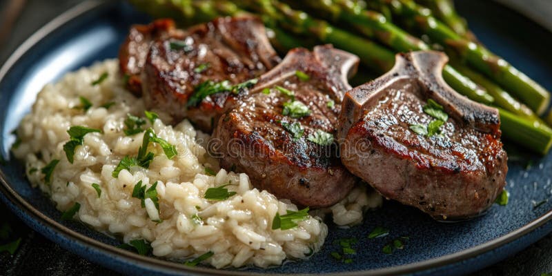 A Well-Presented Dish of Grilled Steak and Roasted Asparagus Stock ...