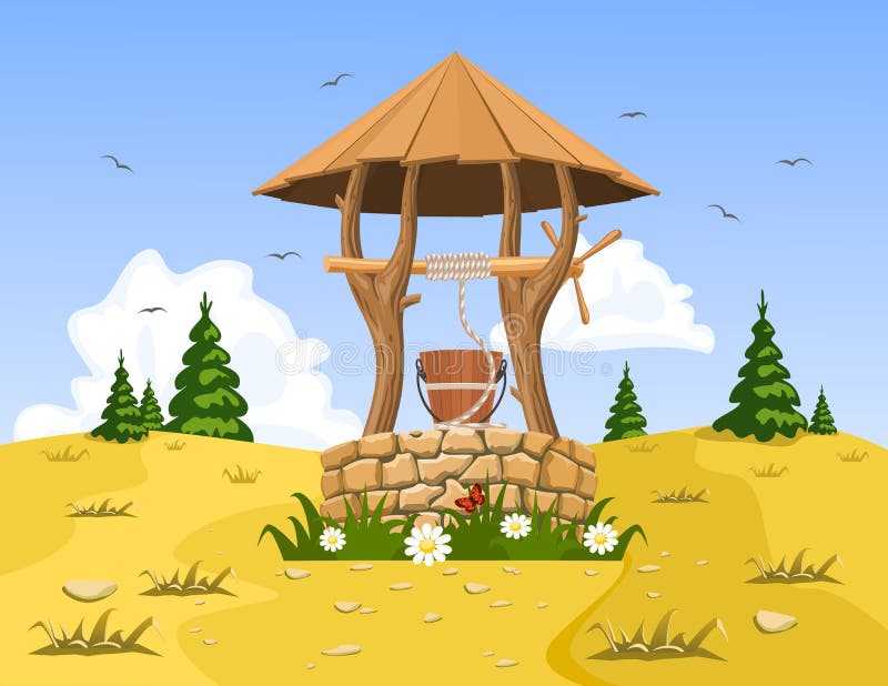 A Well with Pure Natural Water Stock Vector - Illustration of brick ...