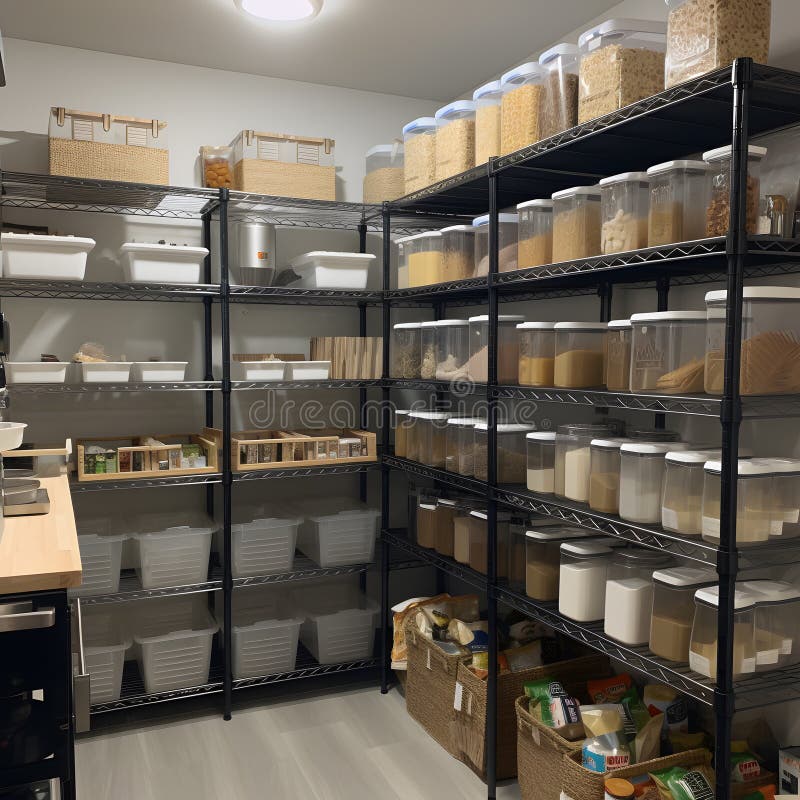 A Well-stocked Pantry in a Commercial Kitchen Created with Generative ...