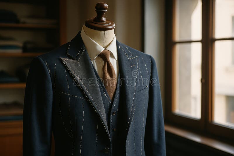 Tailored Dark Suit in a Workshop with Detailed Stitching Showcases ...