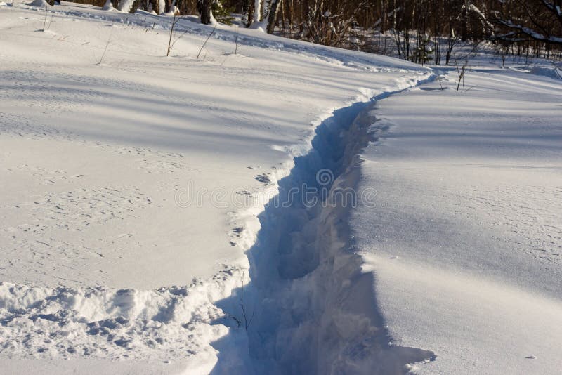 Well-trodden Path through Deep Snow Stock Image - Image of shiny, deep ...