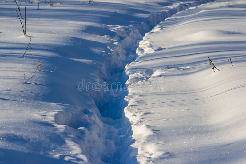 Well-trodden Path through Deep Snow Stock Photo - Image of wintry ...