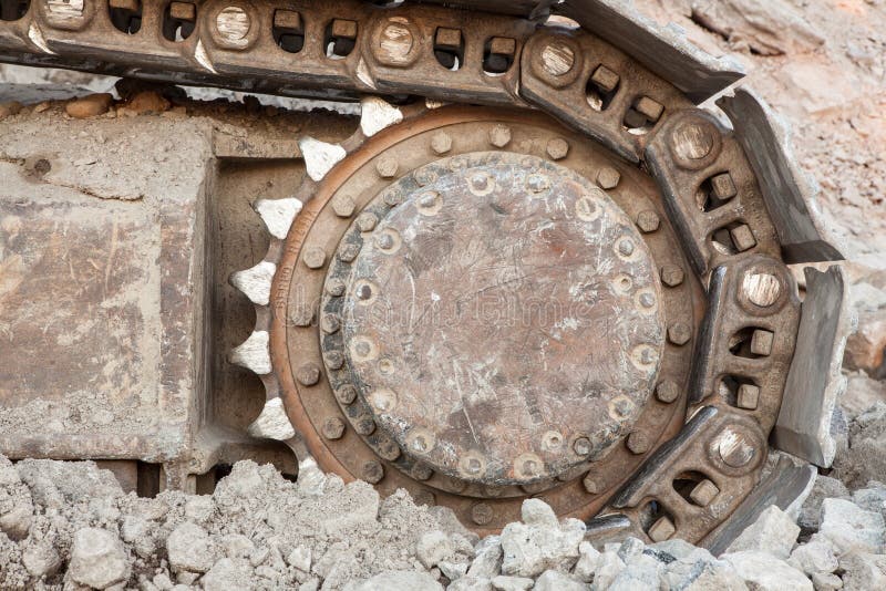 Well Used Excavator Tracks Closeup Stock Photo - Image of dirt ...