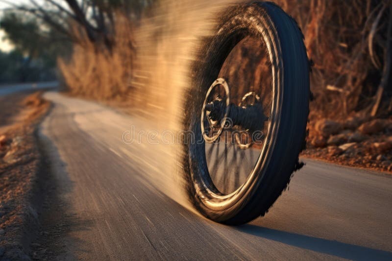 Well-worn Bicycle Tire in Motion, Showcasing Speed Stock Photo - Image ...
