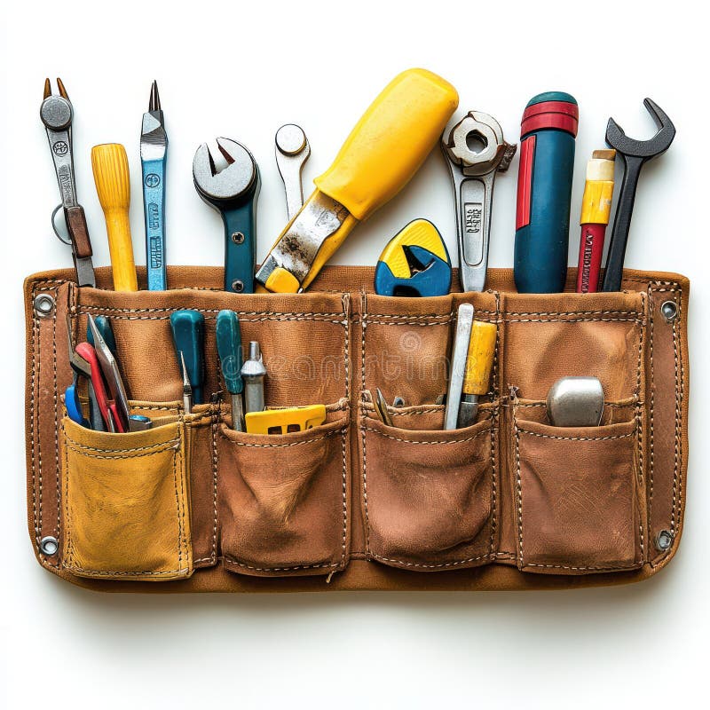 Well-worn Leather Tool Belt Filled with Various Hand Tools Stock ...
