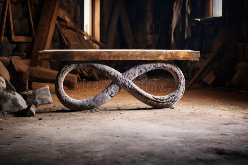 A Well-worn Stone Infinity Sign on a Rustic Wooden Table Stock Image ...