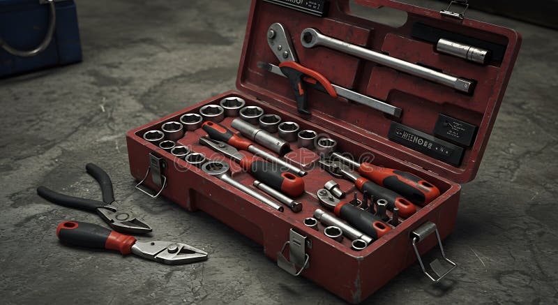 Well-worn Tool Kit: a Rustic Still Life of Mechanic S Tools Stock Image ...