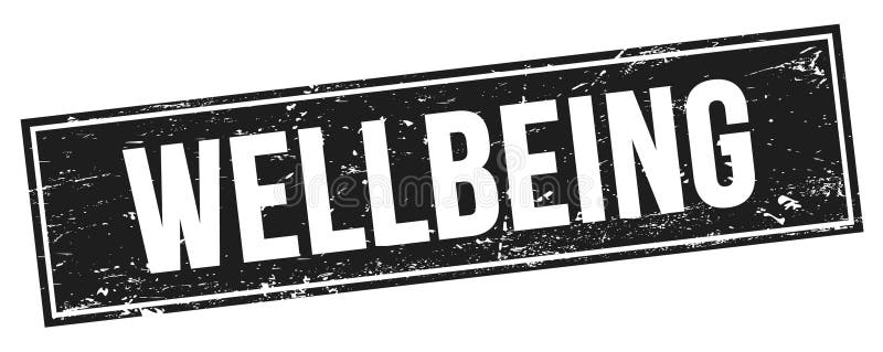 WELLBEING Text on Black Grungy Rectangle Stamp Stock Illustration ...