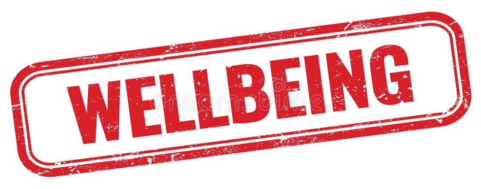 WELLBEING Text on Red Grungy Stamp Stock Illustration - Illustration of ...