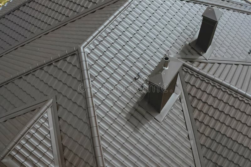 Wellblechdach Und Metalldach Modernes Dach Aus Metall Stockfoto - Bild ...