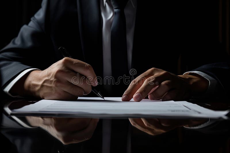 Man Suit Writing Notes Piece Paper Professional Setting Stock Photos ...