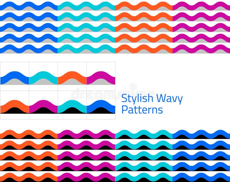 Wellen - Satz Geometrische Nahtlose Muster Vektor Abbildung ...