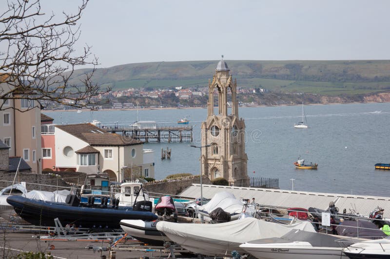Wellington Clock Tower at Peveril Point in Swanage, Dorset in the UK ...