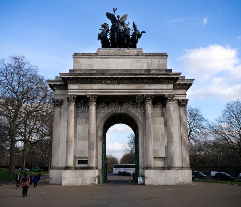Wellington or Constitution Arch in London UK February 12 2022 Editorial ...