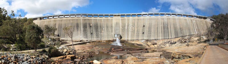 Wellington Dam Retaining Wall Panorama Stock Image - Image of area ...