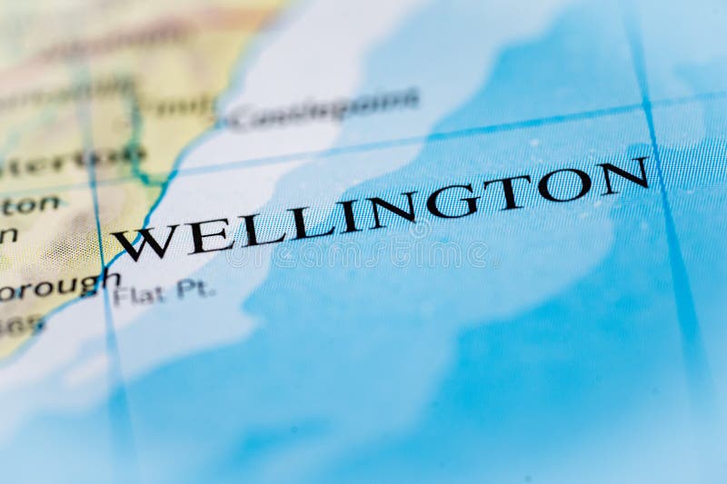 Wellington, New Zealand Highlighted on a World Map Stock Photo - Image ...