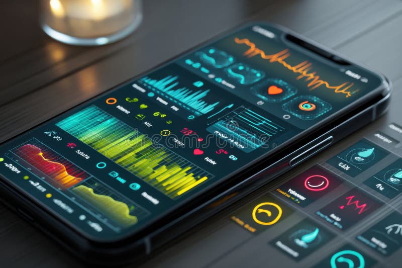 Wellness Dashboard Displayed on Mobile Phone with Vibrant Graphics and ...