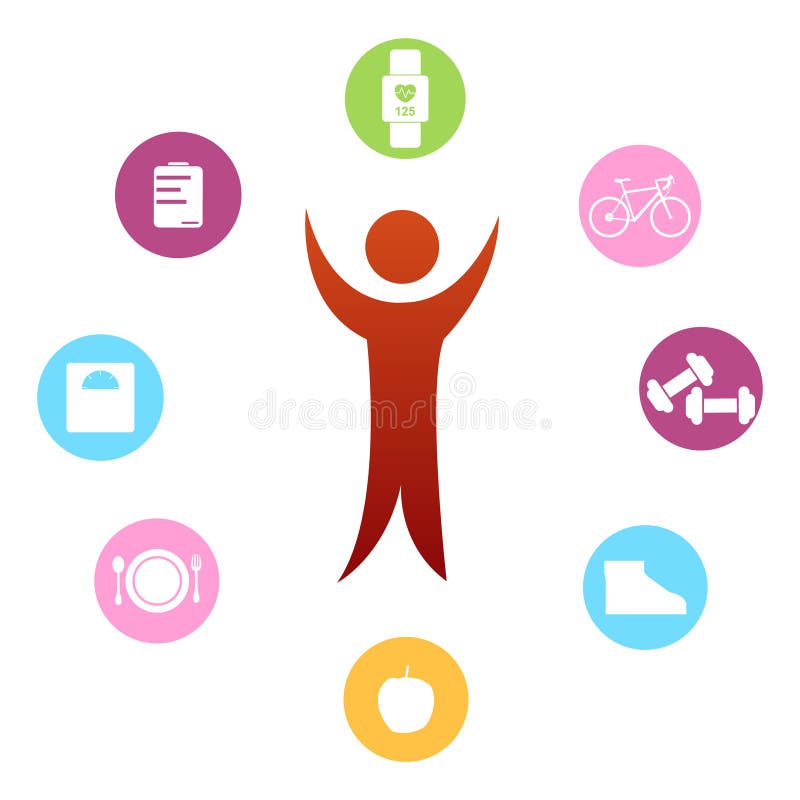 Wellness Flat Icons for Website Stock Illustration - Illustration of ...