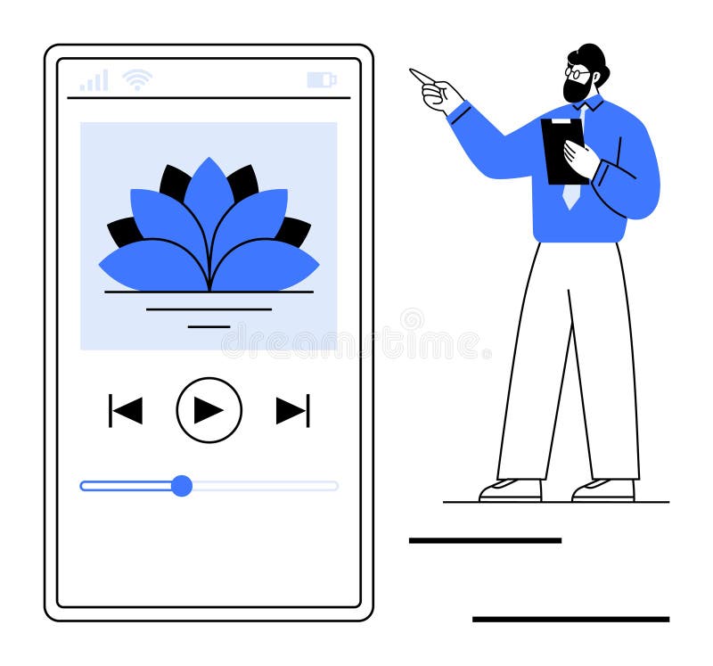 Wellness Guru Presenting Mindfulness App with Meditation Theme on ...