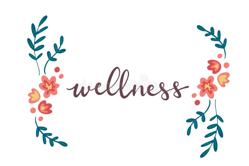 Wellness Handwritten Lettering Card Concept. Vector Illustration Design ...