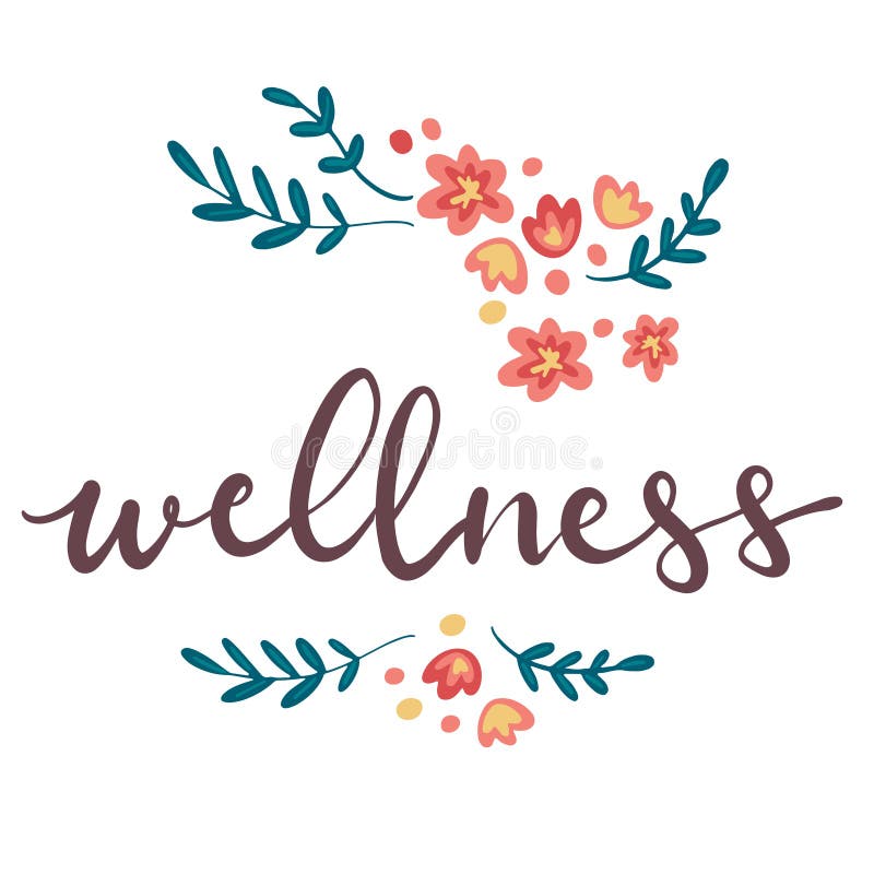 Wellness Handwritten Lettering Card Concept. Vector Illustration Design ...