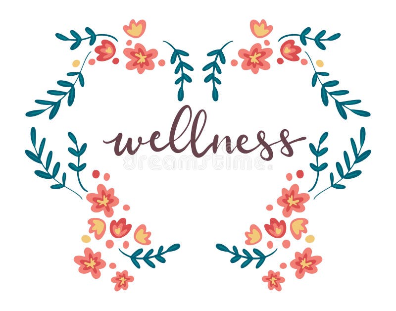 Wellness Handwritten Lettering Card Concept. Vector Illustration Design ...
