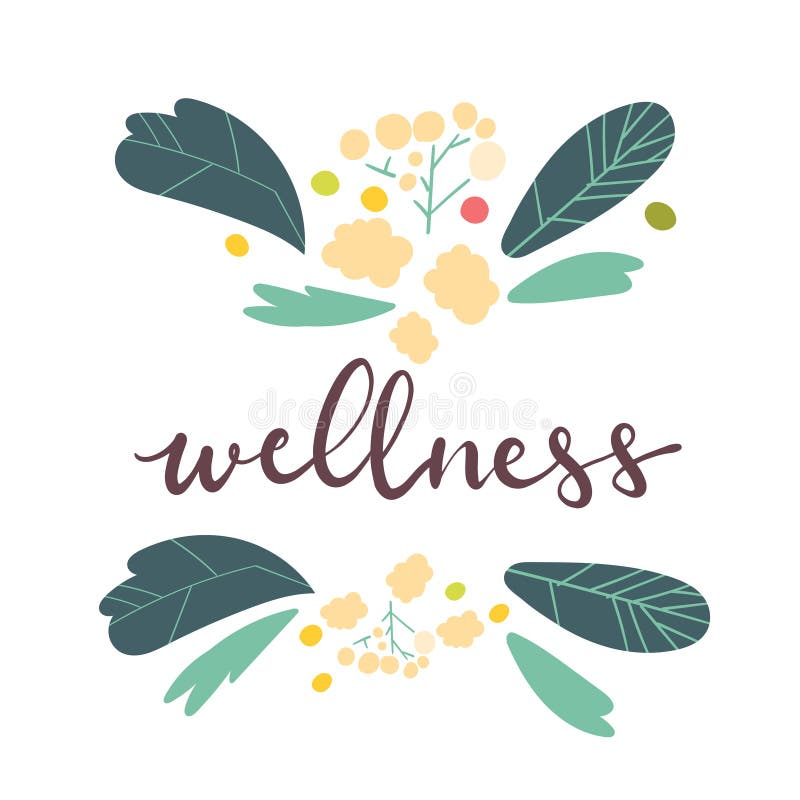 Wellness Handwritten Lettering Card Concept. Vector Illustration Design ...