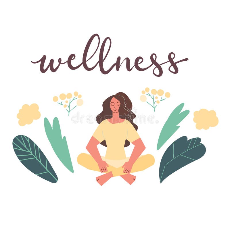 Wellness Handwritten Lettering Card Concept. Vector Illustration Design ...