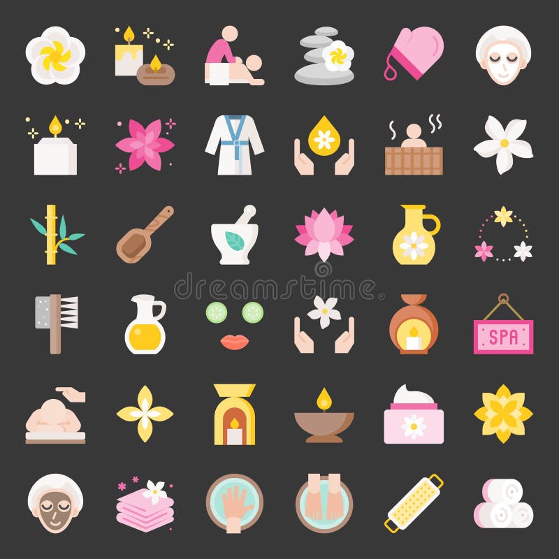 Wellness Spa and Sauna Elements, Filled Outline Design Icon Stock ...