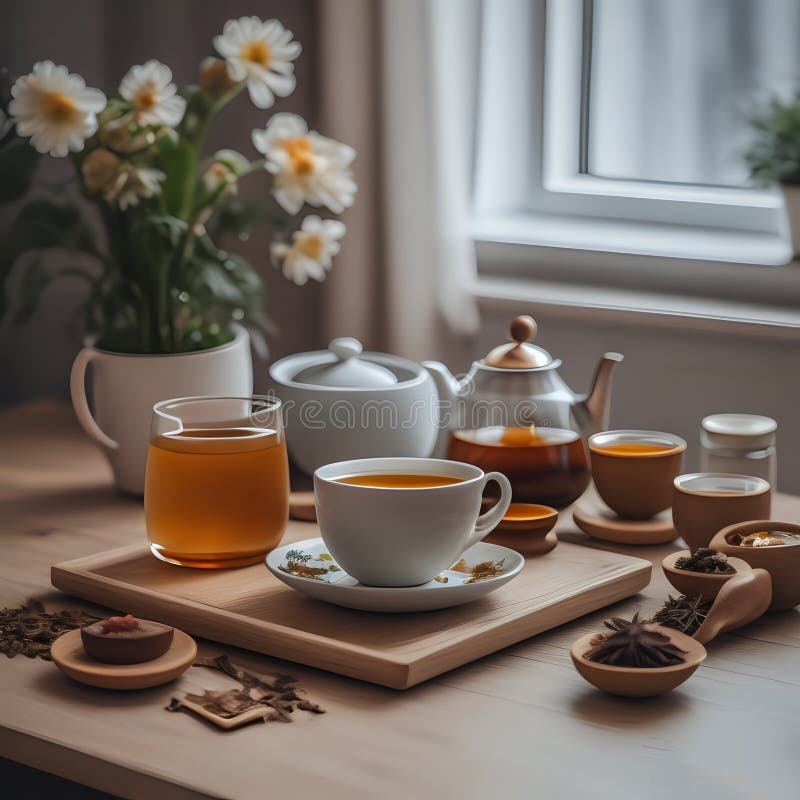 Wellness Tea Therapy -generated by Ai Stock Illustration - Illustration ...