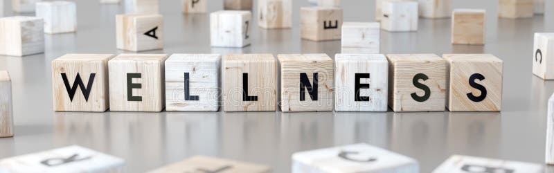 Wellness - Word on Wooden Blocks - 3D Illustration Stock Illustration ...