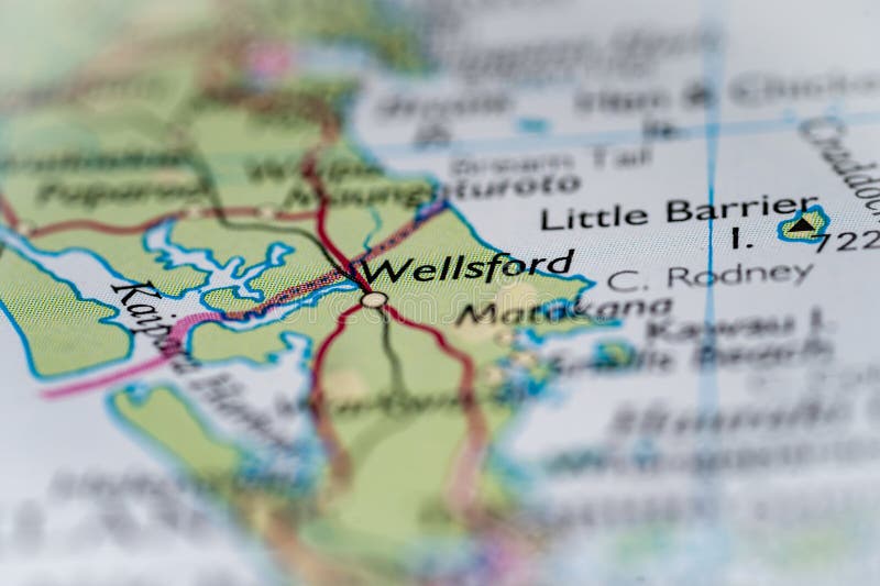 Wellsford, New Zealand Highlighted on a World Map Stock Image - Image ...