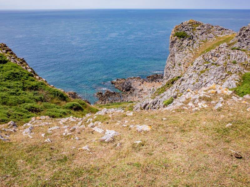 A View from the Cliff Top of the Welsh Coastal Path in the Gower Region ...