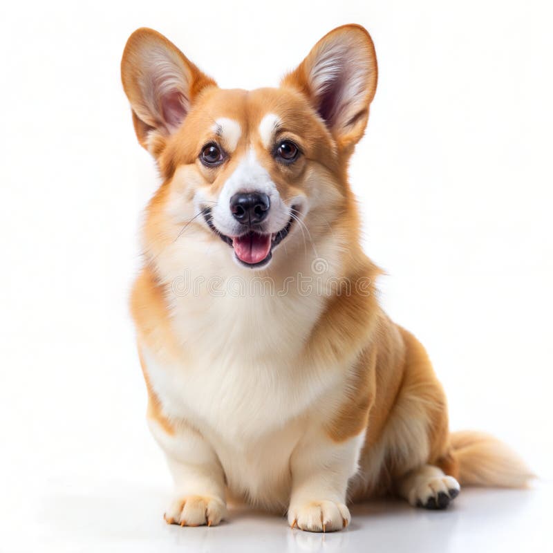 A Corgi Dog Sitting on a Black Surface Looking Up Stock Photo - Image ...