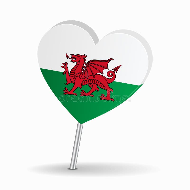 Welsh Flag Heart-shaped Map Pointer Layout. Vector Illustration. Stock ...