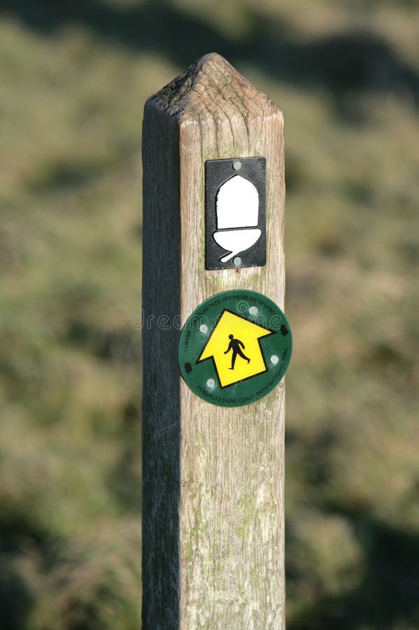 Welsh Nature Trail Sign Post with Acorn Stock Image - Image of signpost ...