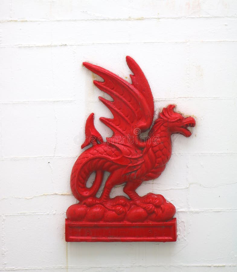 Welsh Red Dragon Plaque Contrasting on Bright White Wall Background ...
