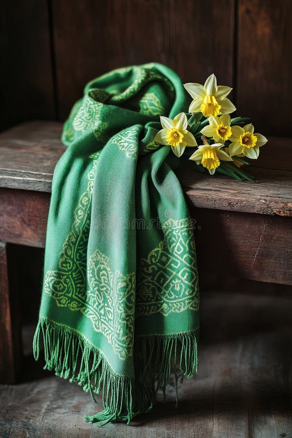 Welsh Scarf and Daffodils Display Stock Illustration - Illustration of ...