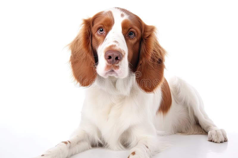 Welsh Springer Spaniel Dog on White Background. Generative AI Stock ...