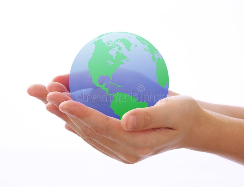 Die Welt in ihrer Hand stockbild. Bild von frieden, kugel - 12339405