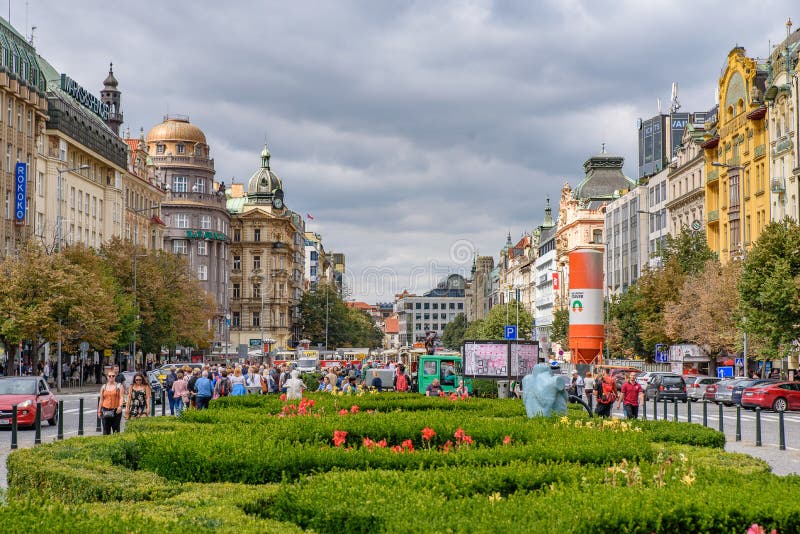 Wenceslas Square in the New Town of Prague, Czech Republic Editorial ...