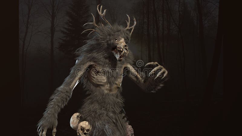 Wendigo Mythical Monster 3d Render Stock Illustration - Illustration of ...