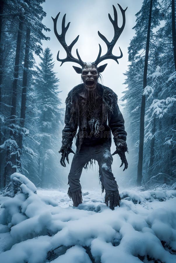 Wendigo in the Winter Forest Stock Photo - Image of folklore, america ...