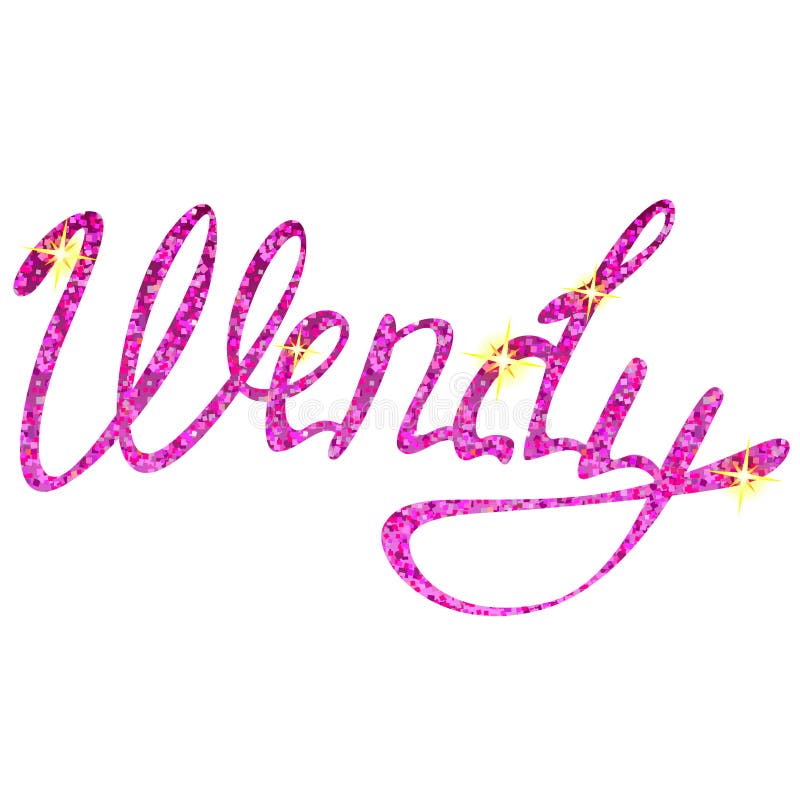 Wendy Word Text with Handwritten Rainbow Vibrant Colors and Confetti ...